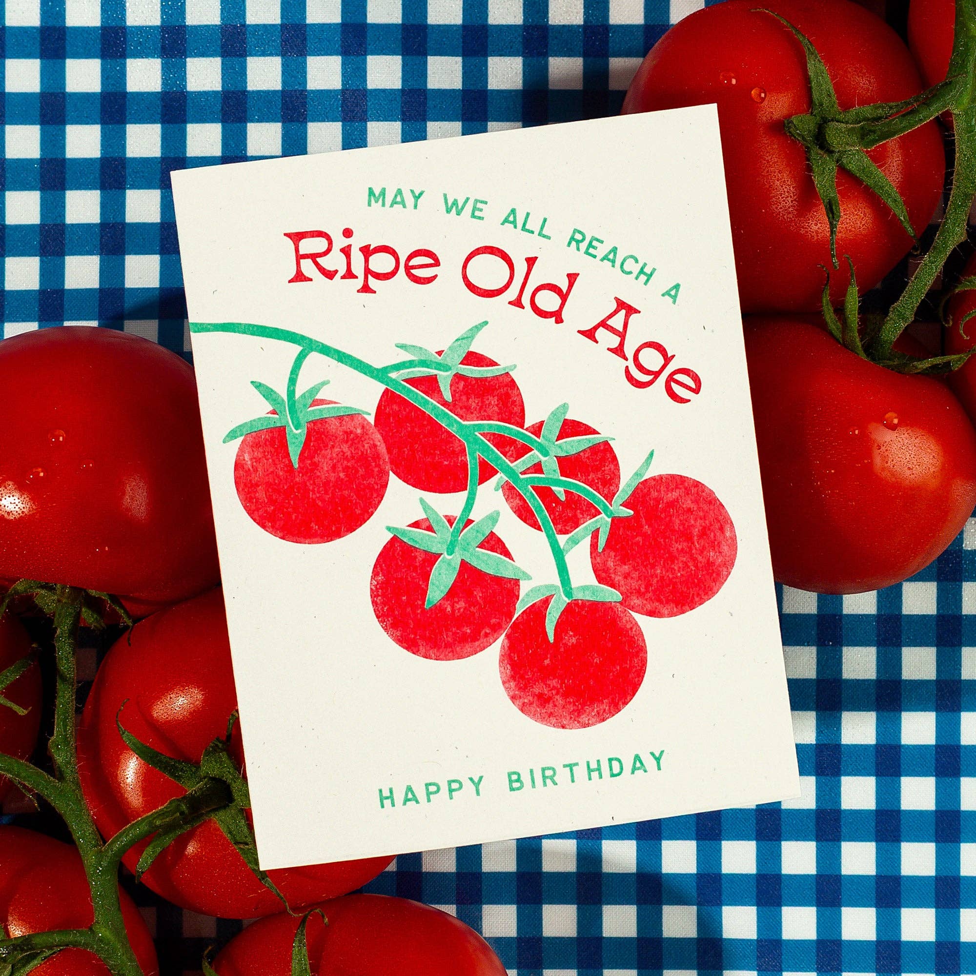 Ripe Old Age Tomato - Risograph Birthday Card – Small Batch