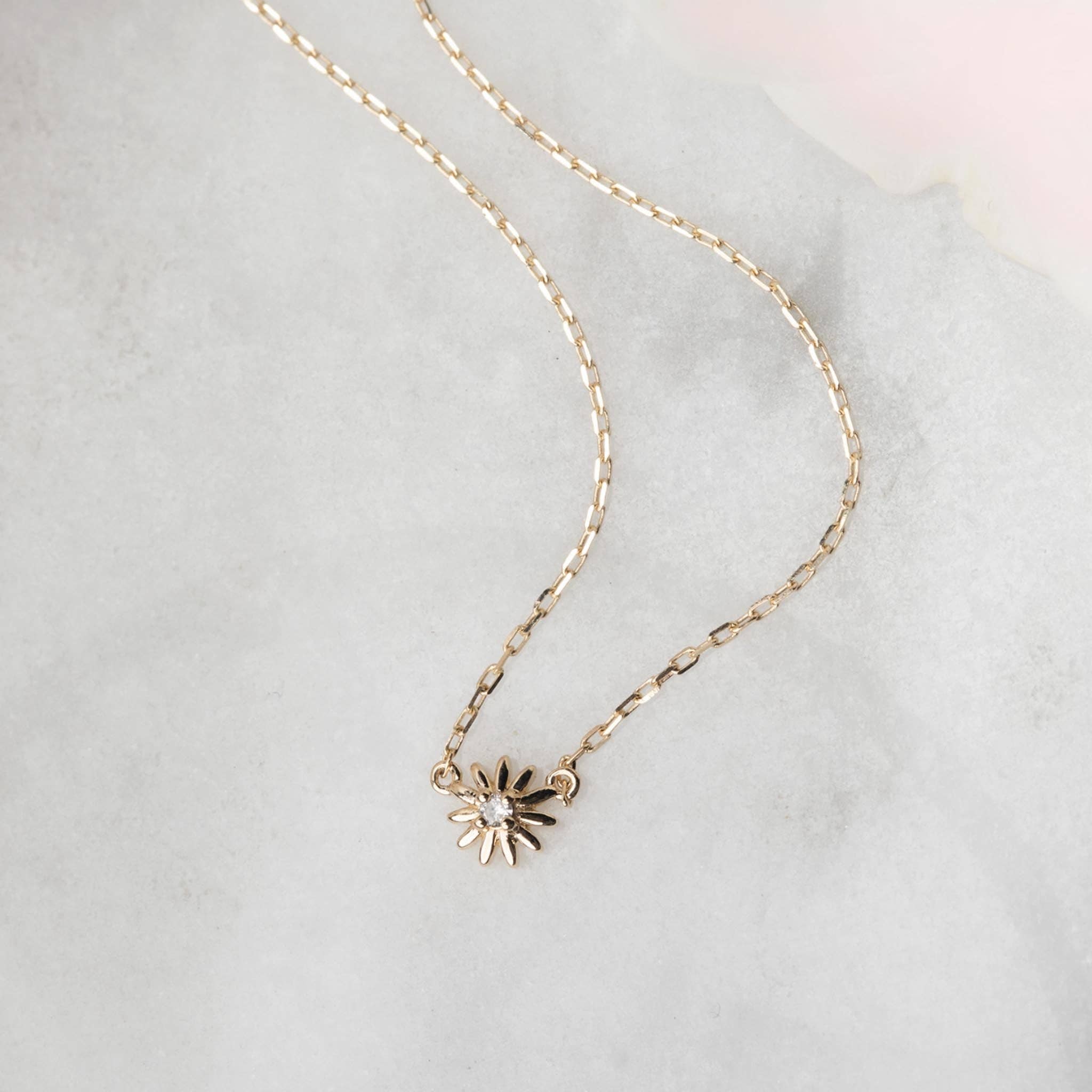Solid Gold Diamond Daisy Pendant – Small Batch