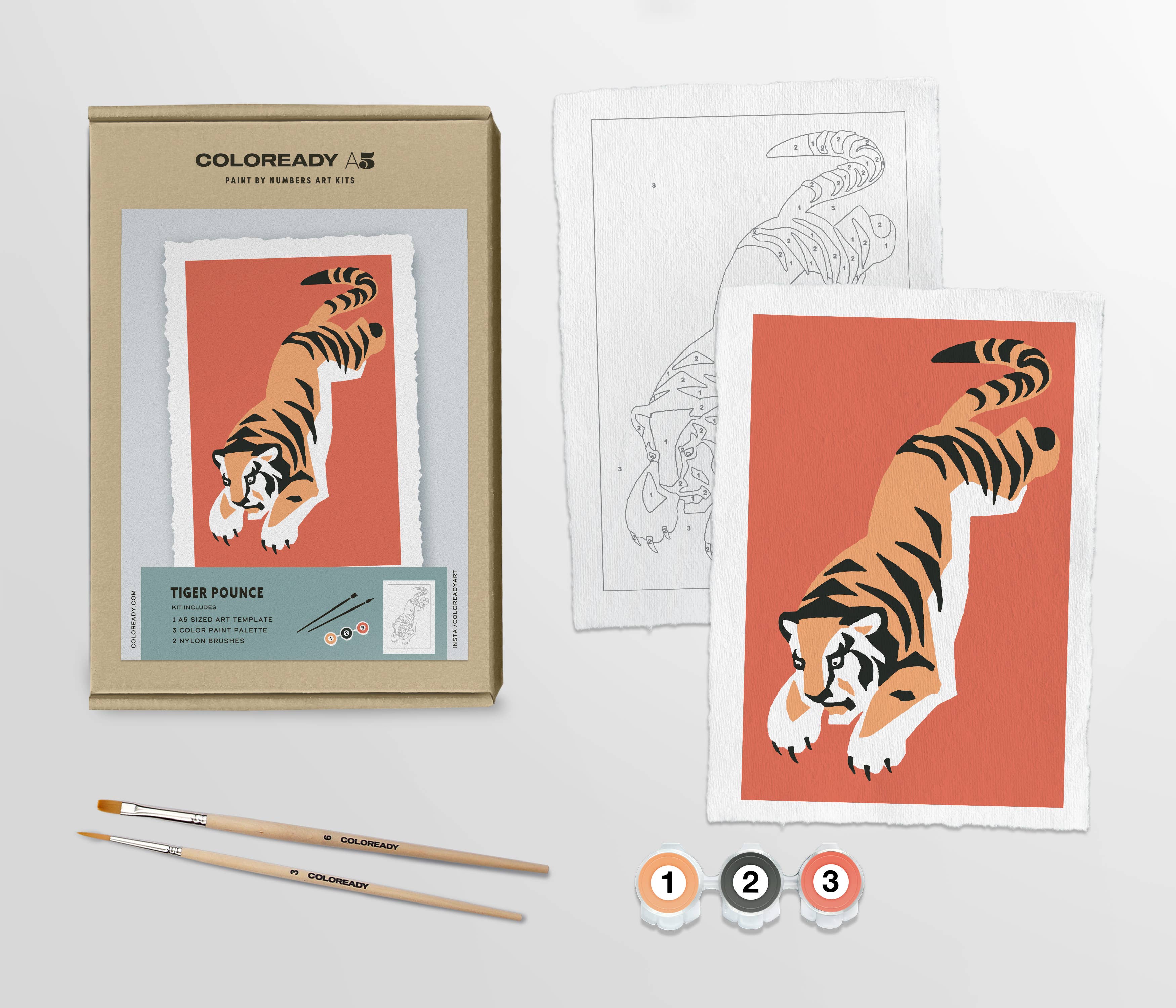 Tiger Pounce | Modern Paint By Numbers Kit – Small Batch