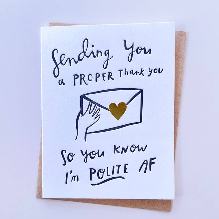 Polite AF Gold Foil Thank You Card – Small Batch