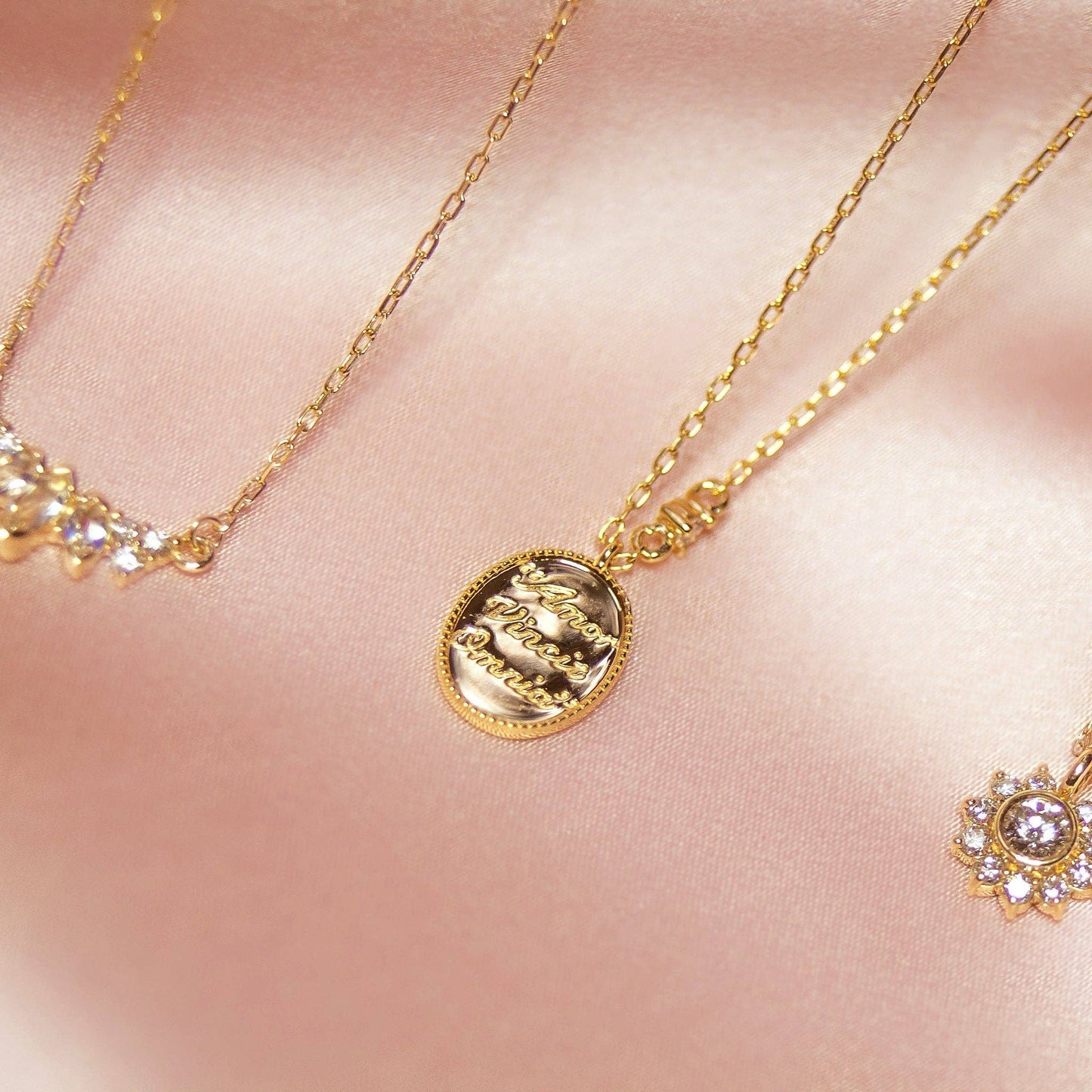 Solid Gold "Love Conquers All" Diamond Pendant – Small Batch