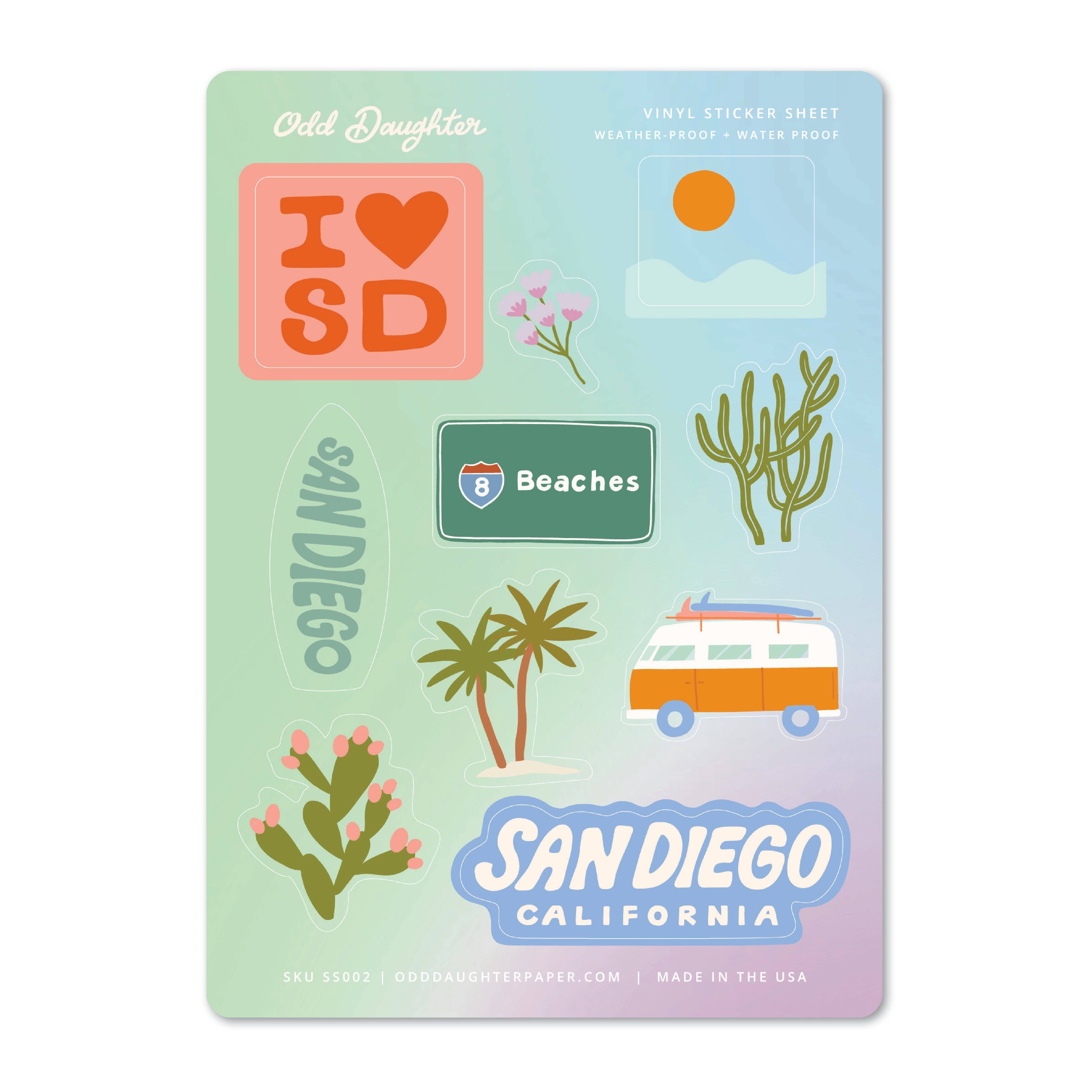San Diego Sticker Sheet – Small Batch