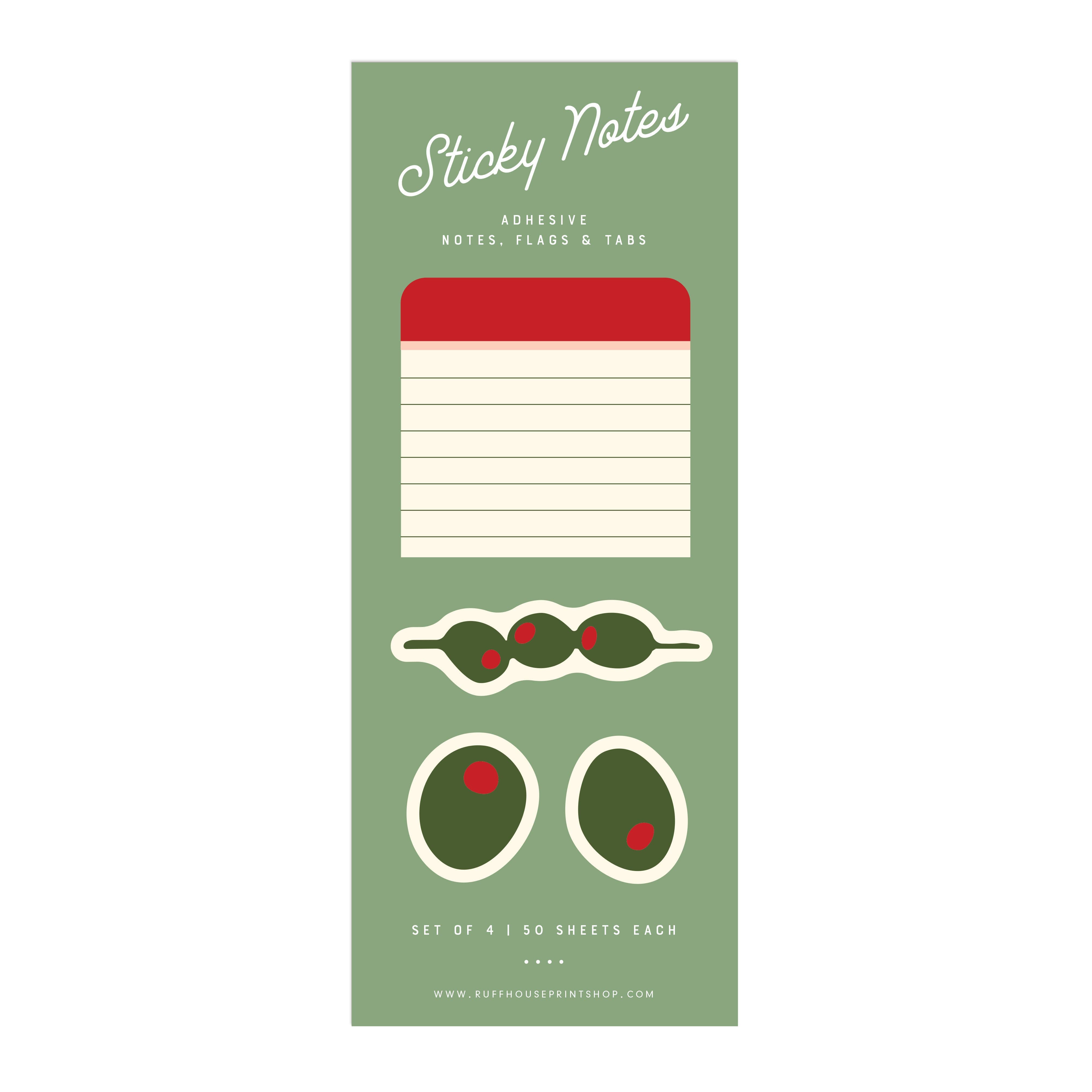 Olive Sticky Note Set : Page Flags and Tabs – Small Batch