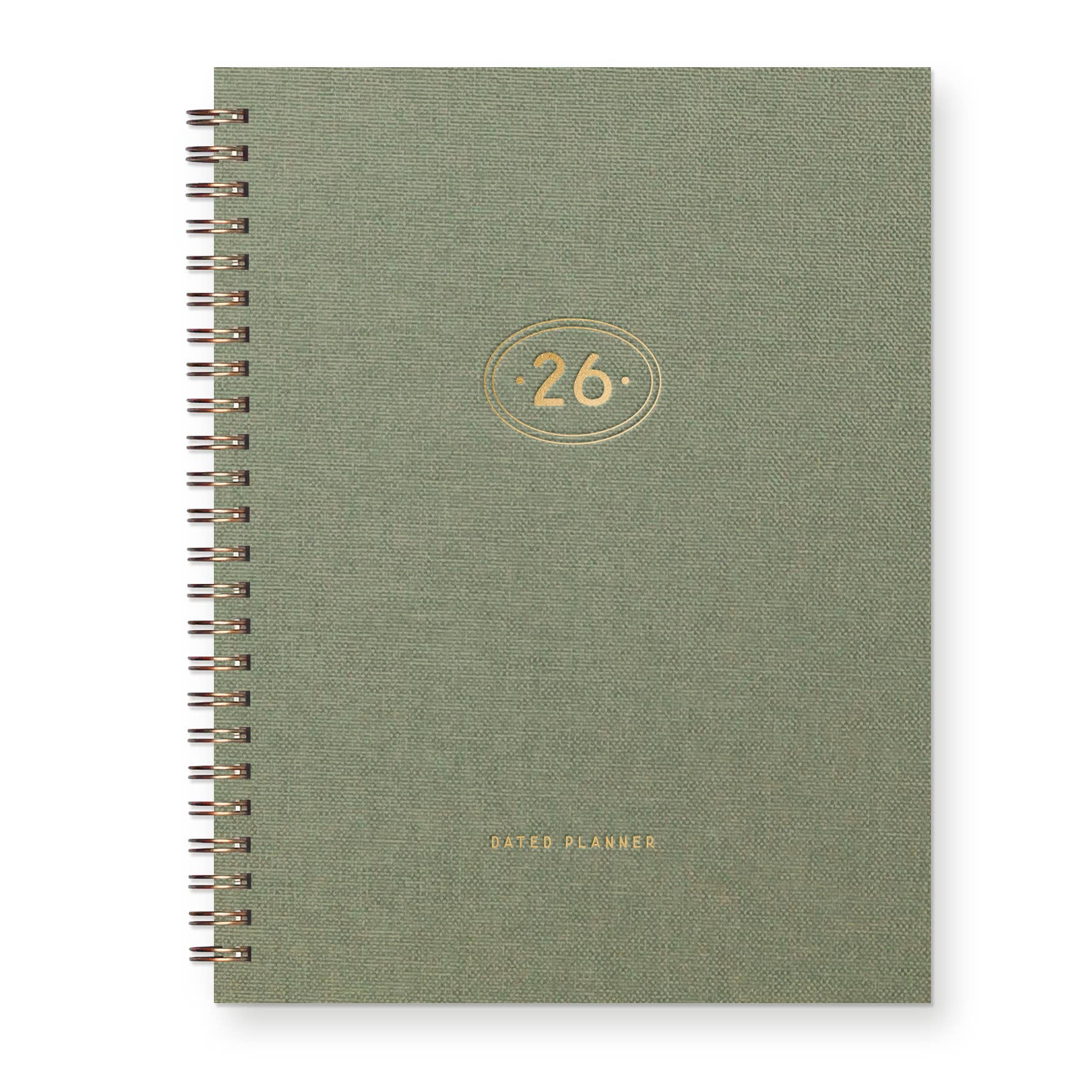 2026 Gold Plated Dated Planner : Calendar Year: Sage Green Linen Cover ...