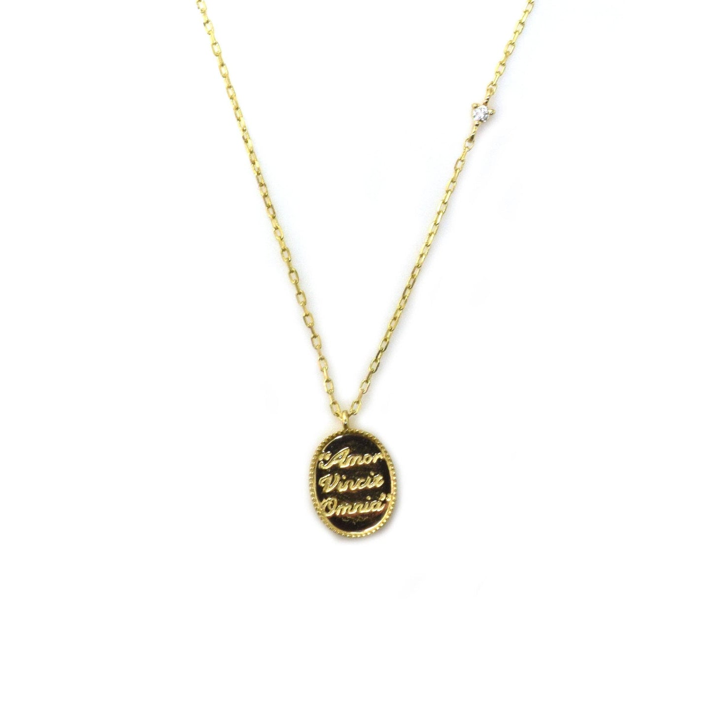 Solid Gold "Love Conquers All" Diamond Pendant – Small Batch